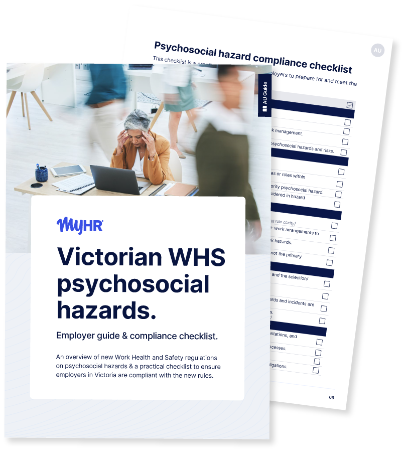 Victoria Psychosocial Safety Regulations Guide Landing Page - MyHR AU
